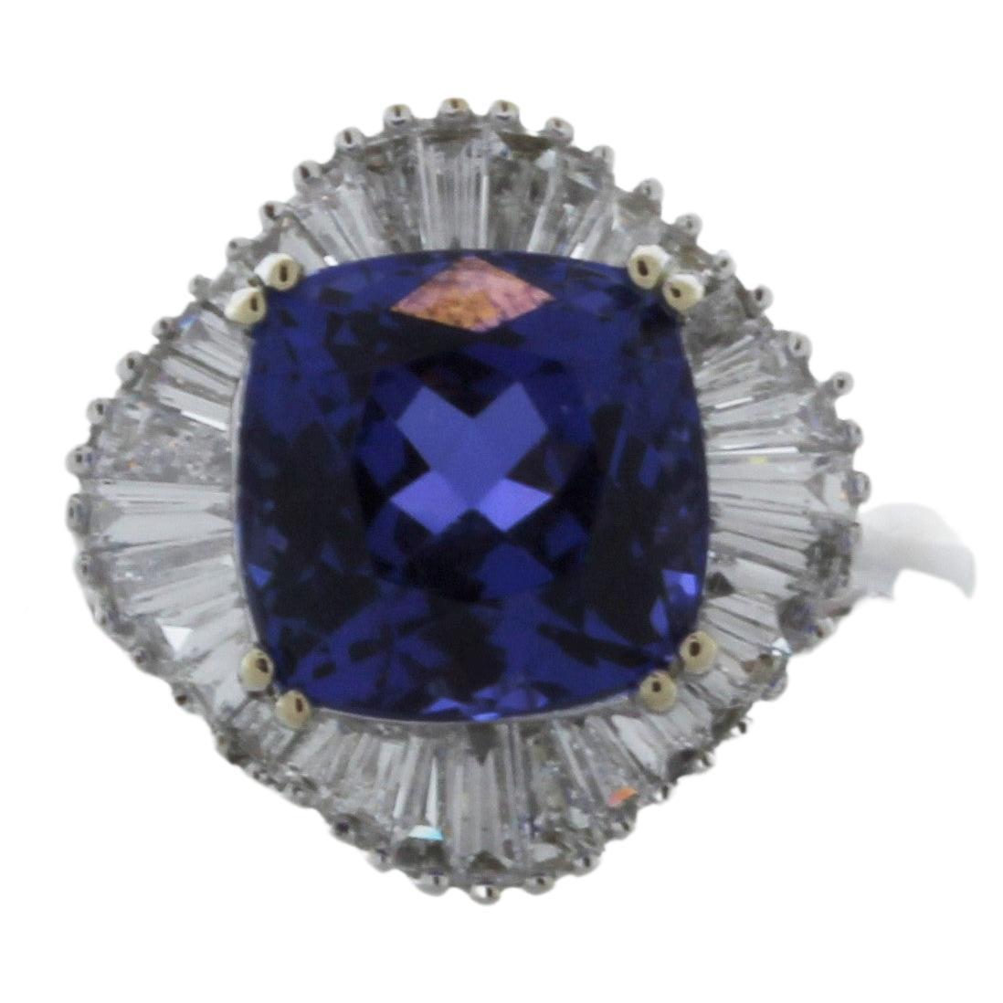 2.89 Carat Tanzanite Pear and Diamond Ring in 18K White Gold For Sale ...