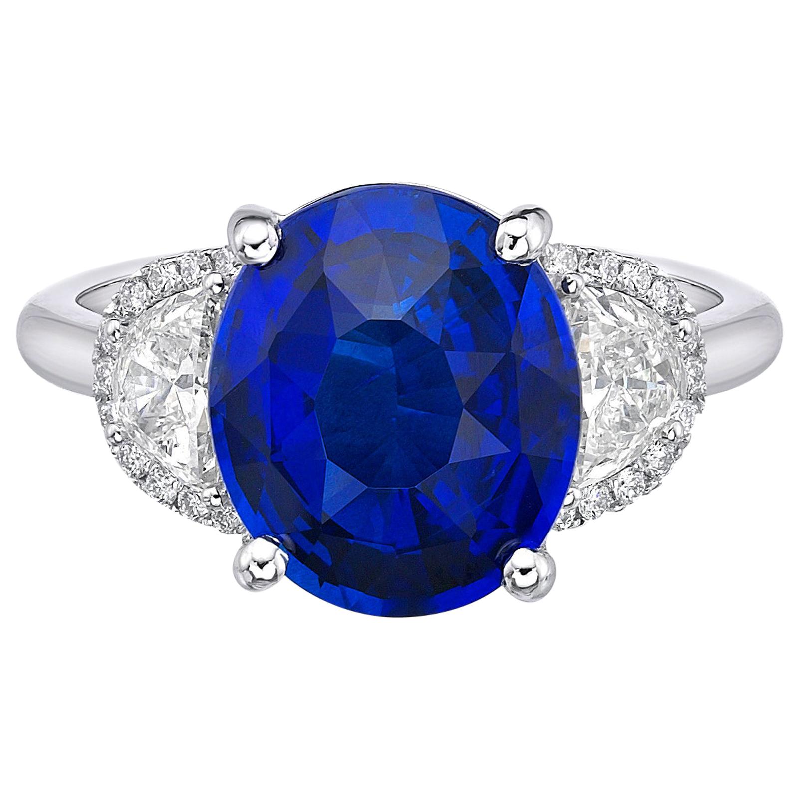 2.35ct Royal Blue Sapphire and Diamond 3 Band Ring For Sale at 1stDibs ...