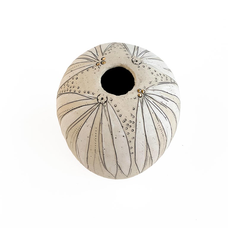 475-G Handcrafted Stoneware Budding Vase with Gold Detail by Helen ...