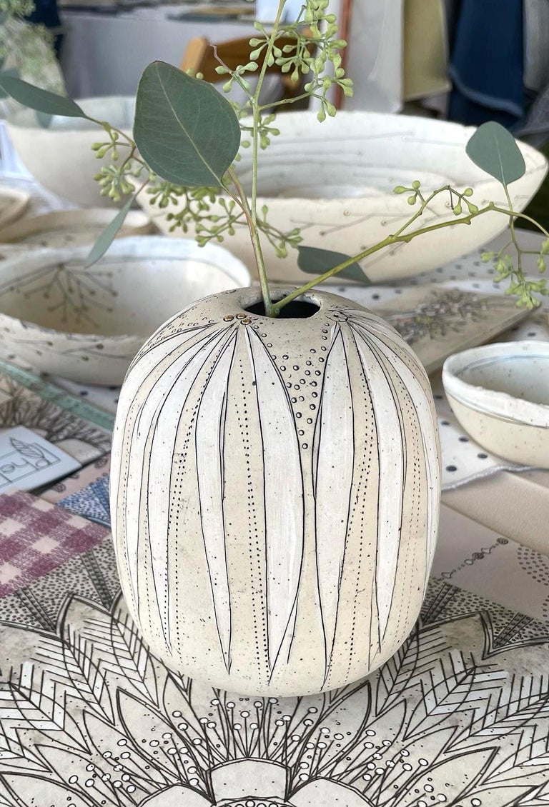 475-G Handcrafted Stoneware Budding Vase with Gold Detail by Helen ...