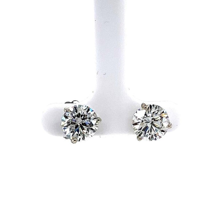 4.77ct Gia Certified Round Diamond Martini Setting 3 Prong Studs ...