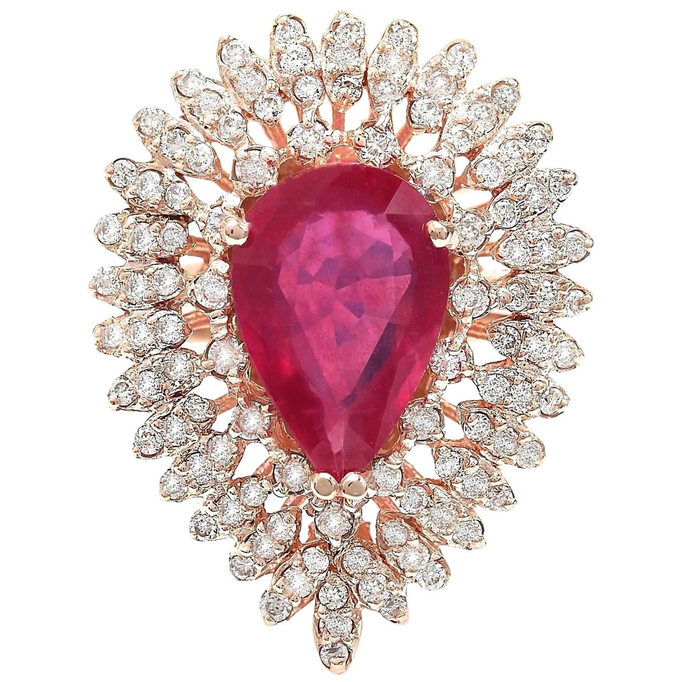 4.78 Carat Natural Ruby 18 Karat Solid Rose Gold Diamond Ring For Sale ...