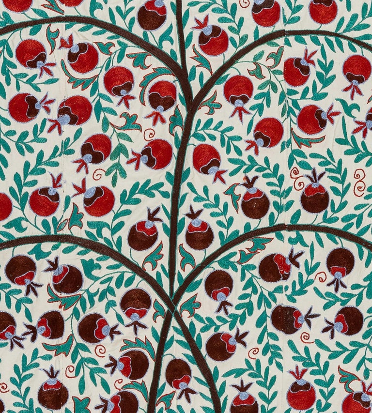 Pomegranate Tree Design Suzani Textile, Embroidered Silk Wall Hanging ...