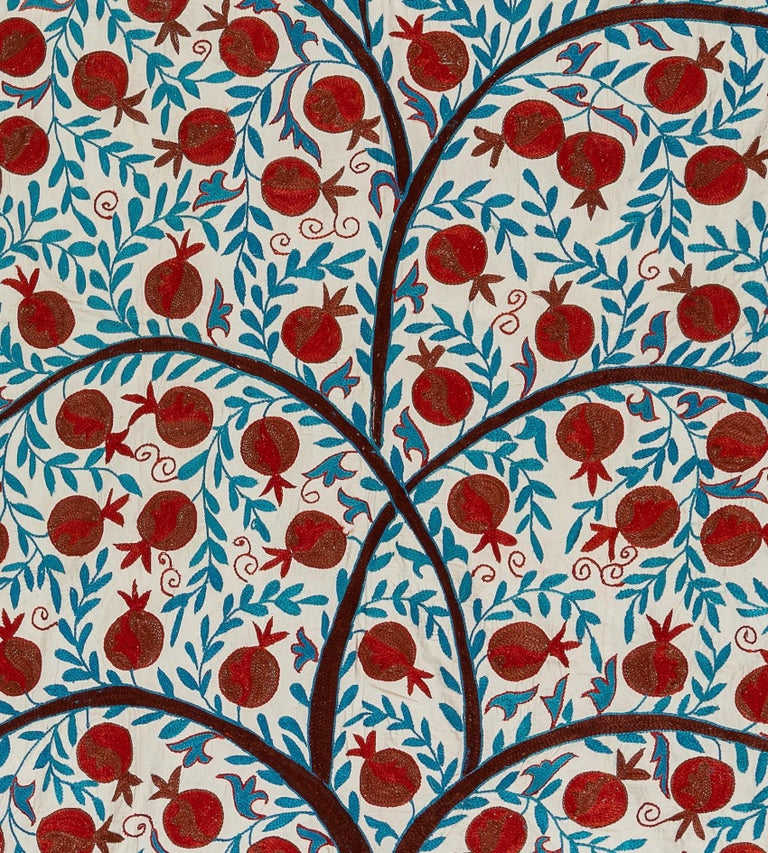 Pomegranate Tree Design Suzani Textile, Embroidered Silk Wall Hanging ...