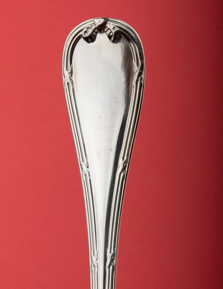 48-piece Set of Silver-plated Christofle Flatware - Rubans at 1stDibs