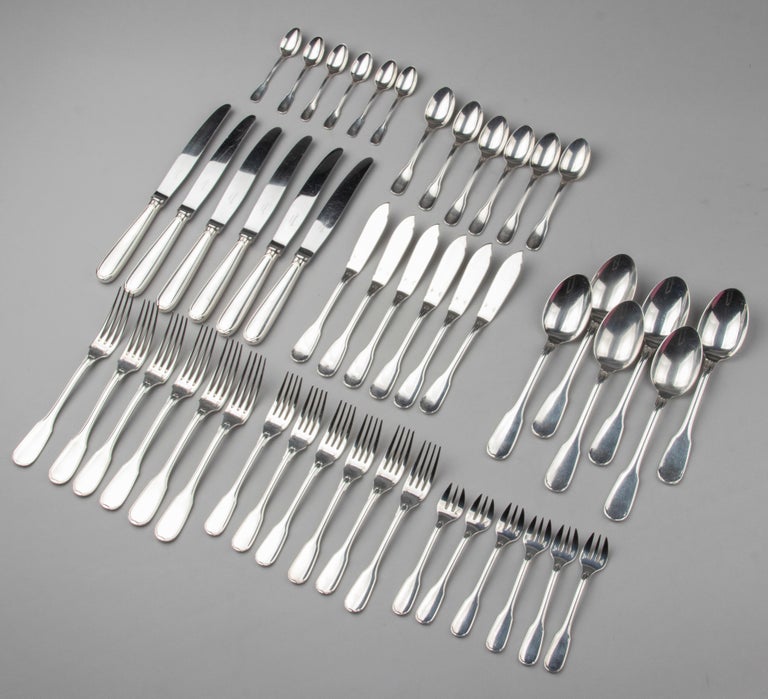 48-Piece Set of Silver Plated Flatware by Christofle Model Versailles ...