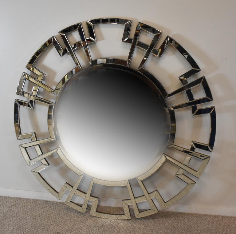 48" Round Bevelled Glass Mirror by John Richard For Sale at 1stDibs
