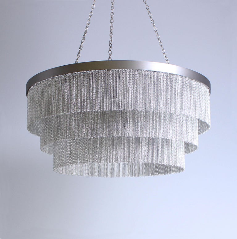 Silver Chain Shallow Chandelier in Flat Nickel by Tigermoth Lighting For Sale at 1stDibs