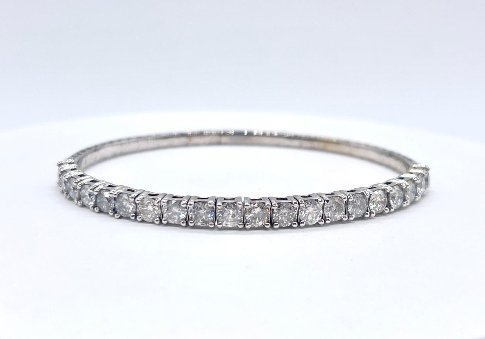 4.80 Carat Natural Diamond Mini Flexible Bangle in 14K White Gold For ...