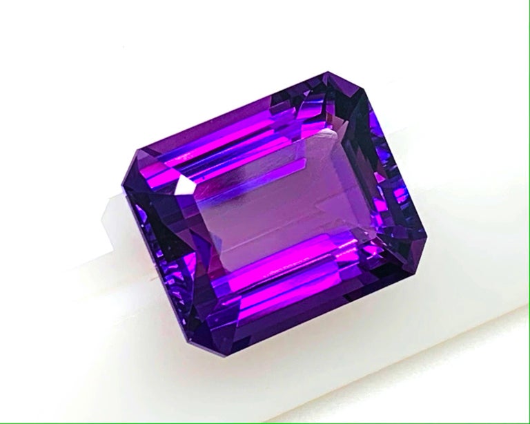 48.11 Carat Royal Purple Amethyst, Emerald Cut, Unset Pendant Collector ...
