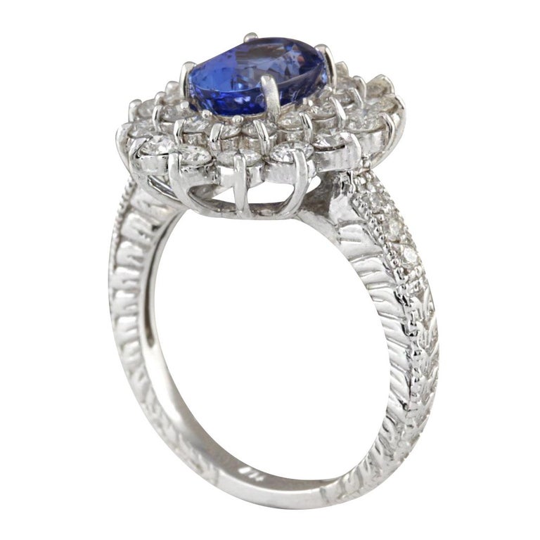 4.88 Carat Natural Tanzanite 18 Karat White Gold Diamond Ring For Sale ...