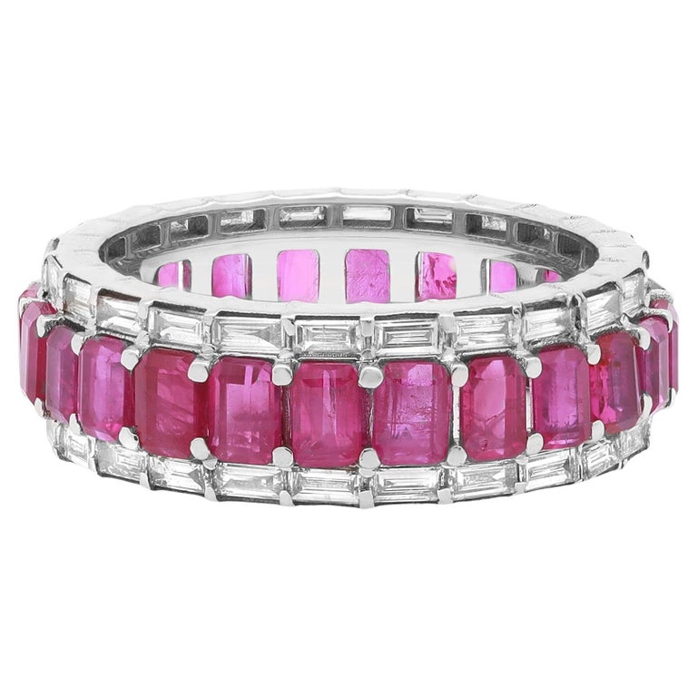 4.89cttw Ruby and 1.05cttw Diamond Eternity Band Ring 14k White Gold ...