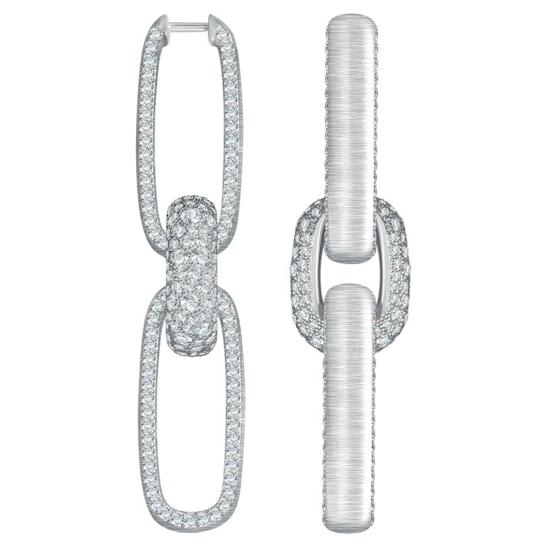 4, 9 Carat Diamonds 18 Karat White Gold Transformer Earrings "Sahara ...