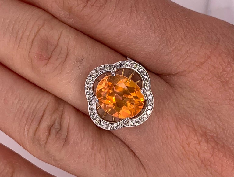 4.9 Carat Sunset Topaz and Diamond Ring For Sale at 1stdibs