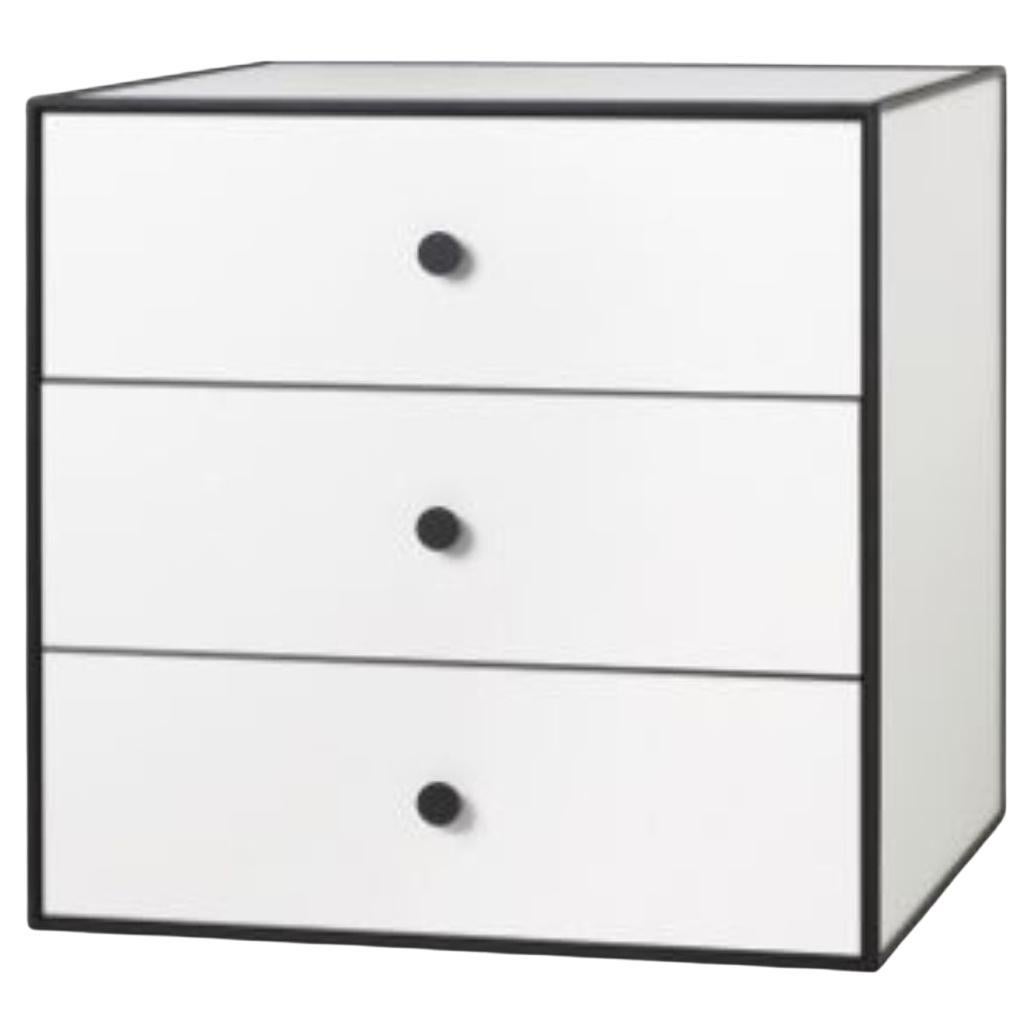 49 White Frame Box with 3 Drawers by Lassen For Sale at 1stDibs