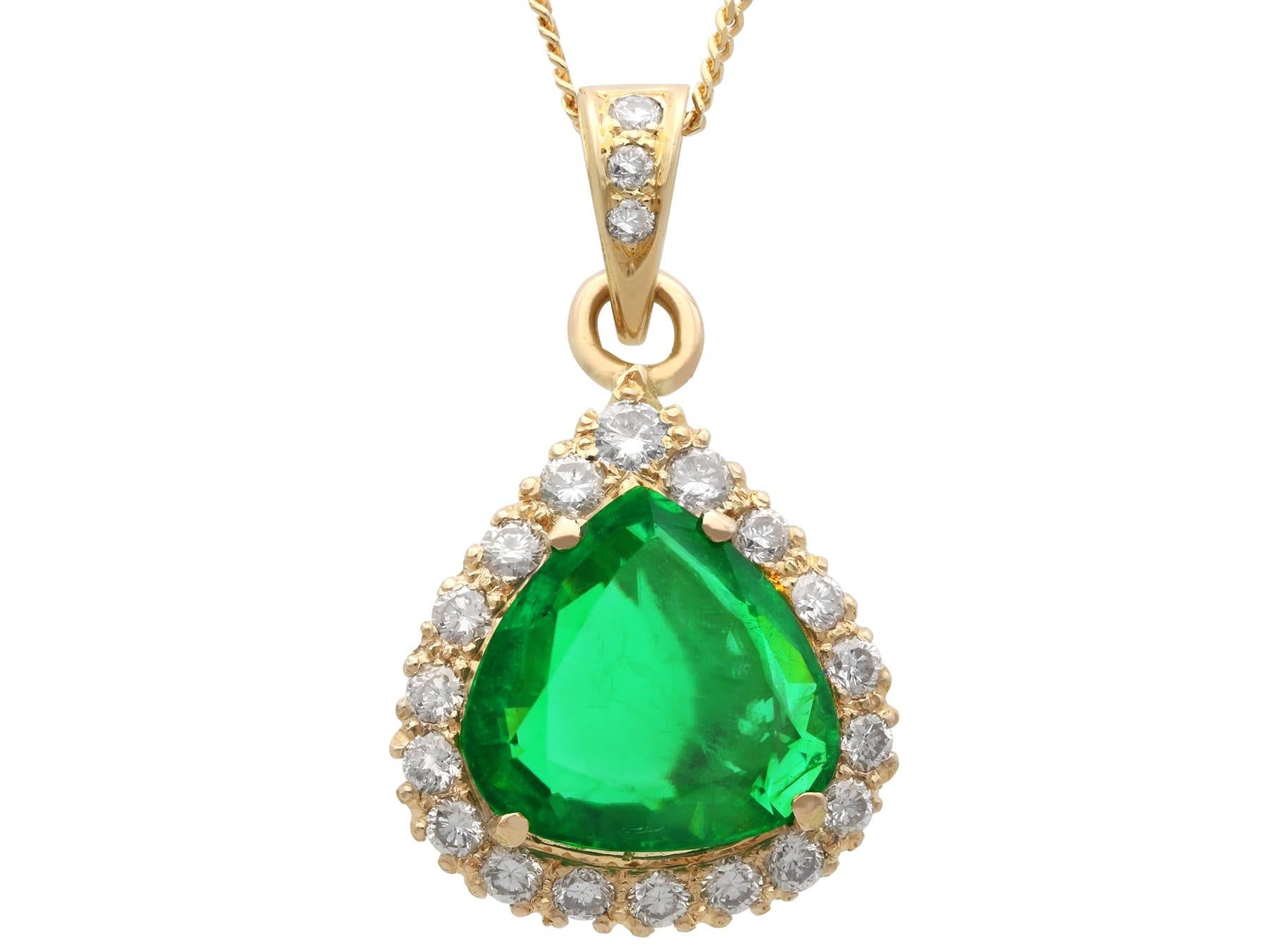 4.92 Carat Colombian Emerald and 0.90 Carat Diamond, 16k Yellow Gold ...