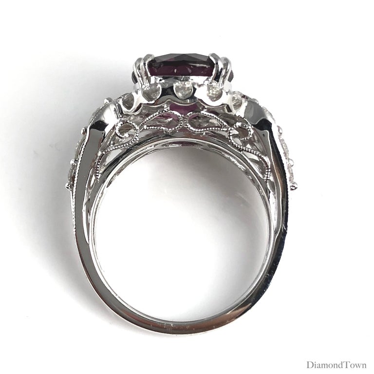 DiamondTown 4.93 Carat Round Raspberry Garnet and Diamond Ring For Sale ...