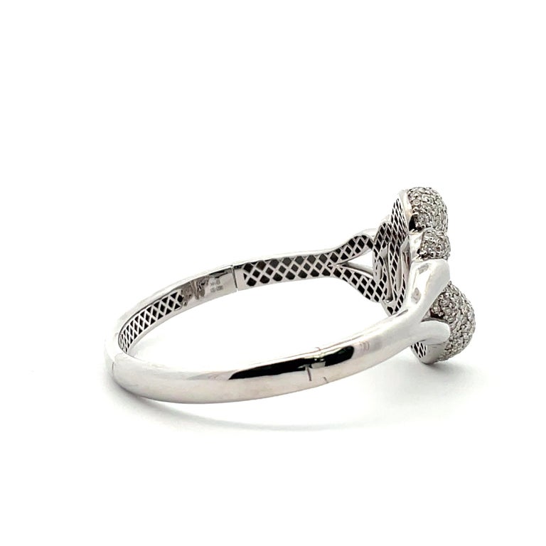 4.93ct, Diamond Cluster Knot Chain Link Bangle in 14k White Gold For ...
