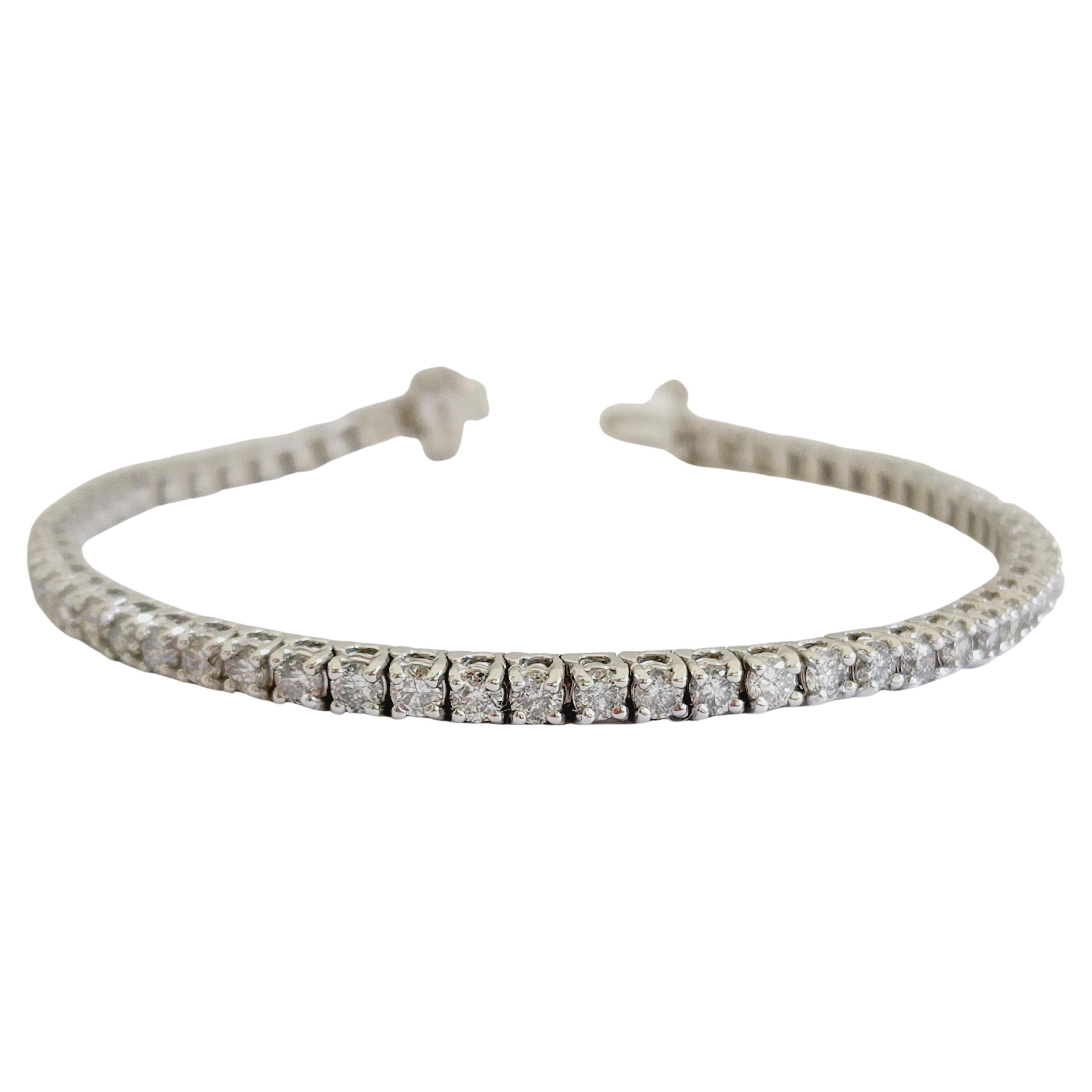3.44 Carat Round Brilliant Diamond Tennis Bracelet 14 Karat White Gold G-H / VS For Sale at 1stDibs