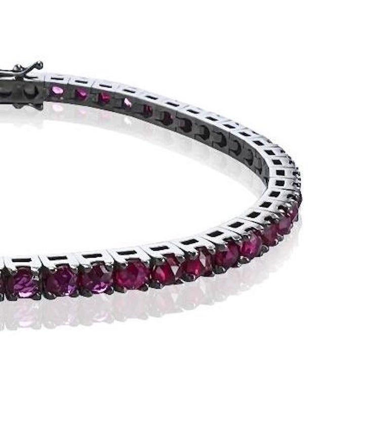 Contemporary 4 95 Carat Ruby In 18kt Black Gold Unisex Tennis Bracelet