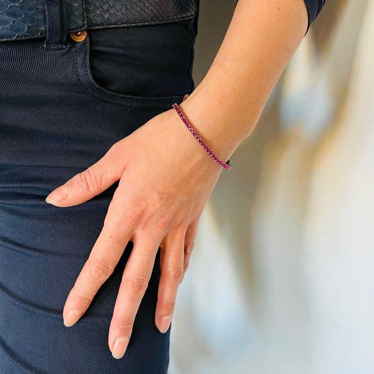 Contemporary 4 95 Carat Ruby In 18kt Black Gold Unisex Tennis Bracelet