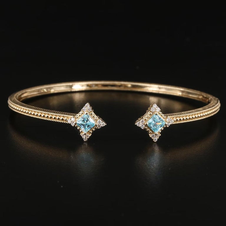 $4950 / New / Judith Ripka Designer Diamond and Topaz Hinged Bangle ...