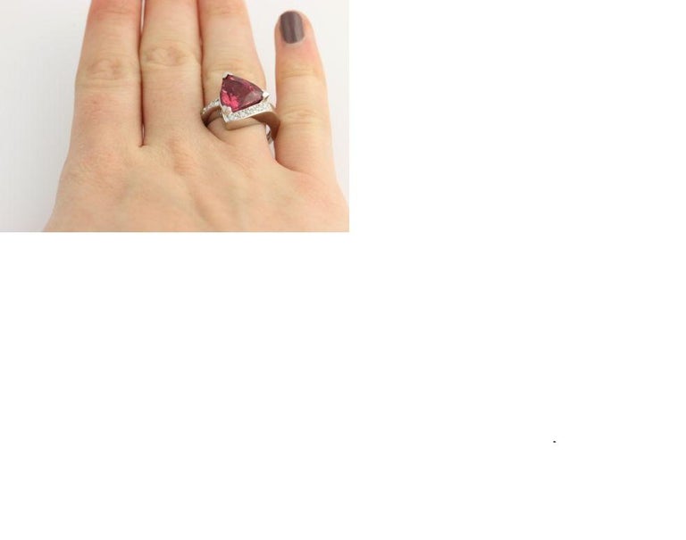 Customizable 4.97ctw Trillion Cut Pink Tourmaline and Diamond Ring, 14k ...