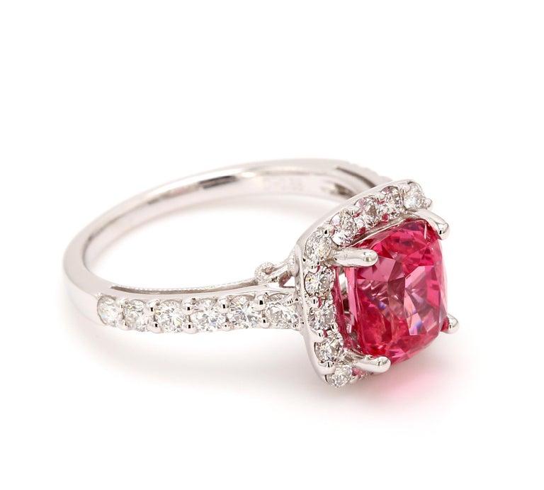 4.98 Ct Halo Pink Spinel Ring with 0.88ct Diamonds Set in 18K by Neil ...