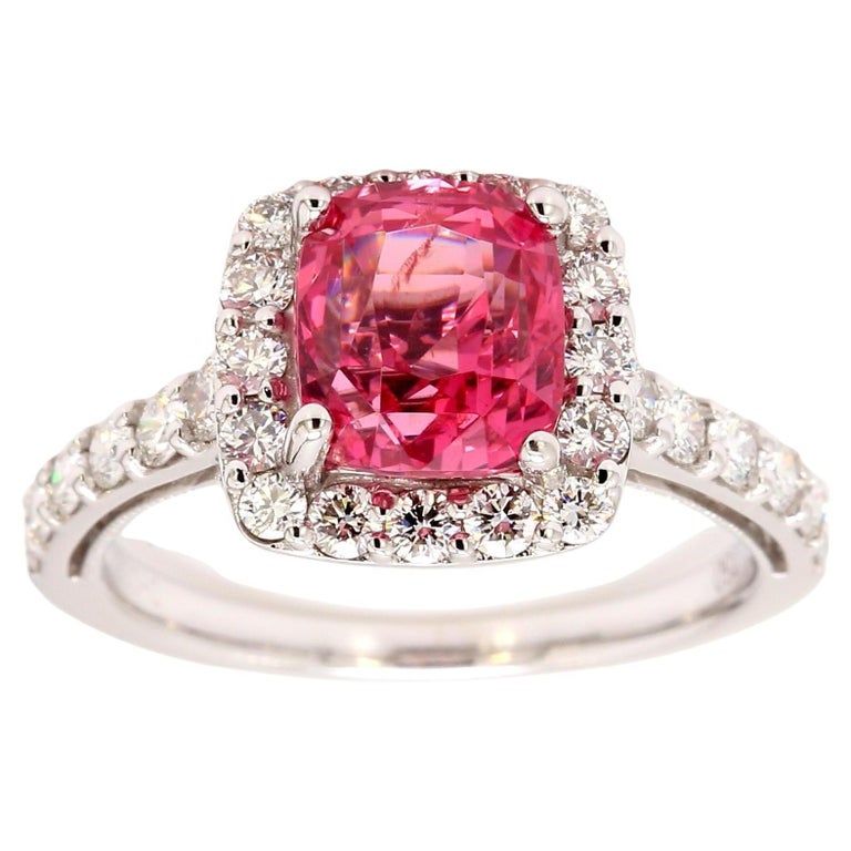 4.98 Ct Halo Pink Spinel Ring with 0.88ct Diamonds Set in 18K by Neil ...