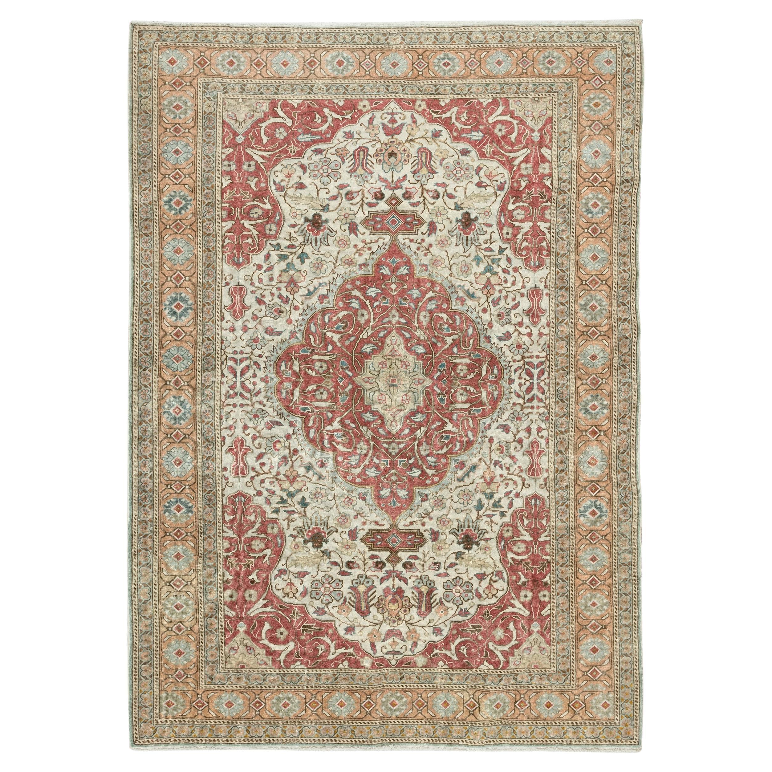 Vintage Area Rug, Handmade Traditional Oriental Olive Green Wool Rug ...