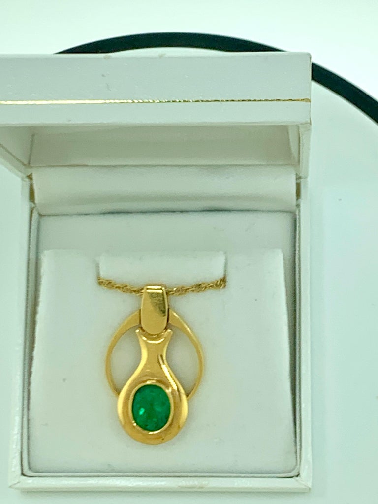 4Ct Colombian Emerald Pendent/Necklace 18 Karat Gold Estate Convertible ...