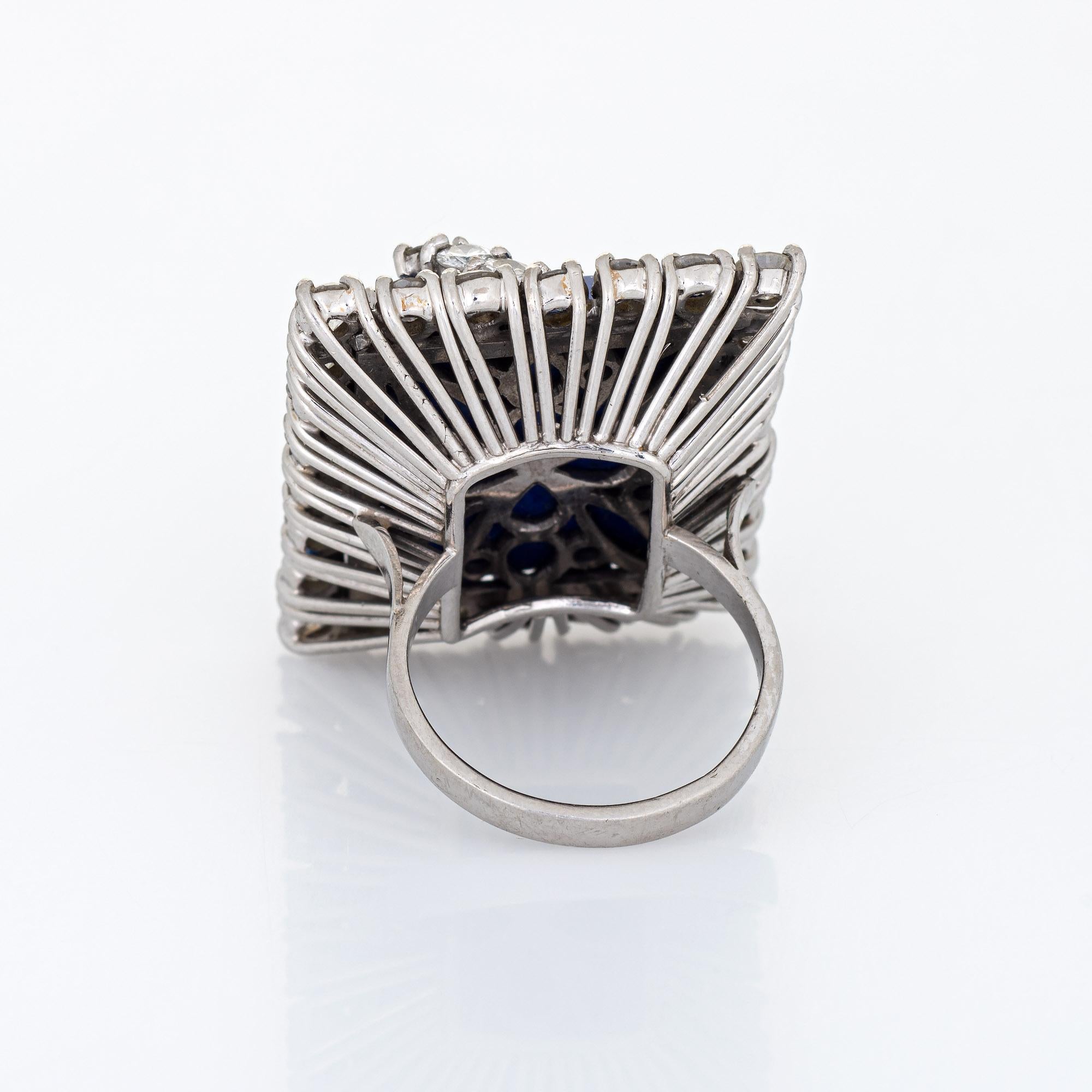 4ct Diamond Lightning Bolt Ring 18k Vintage Lapis Lazuli Square ...