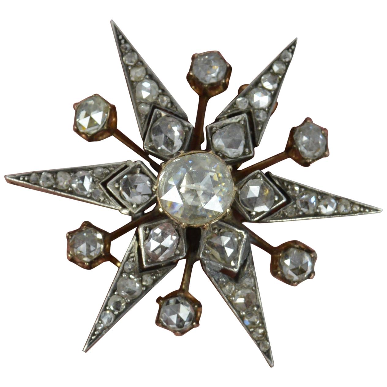 Georgian Regency Cushion Cut Diamond Cruciform Brooch at 1stDibs