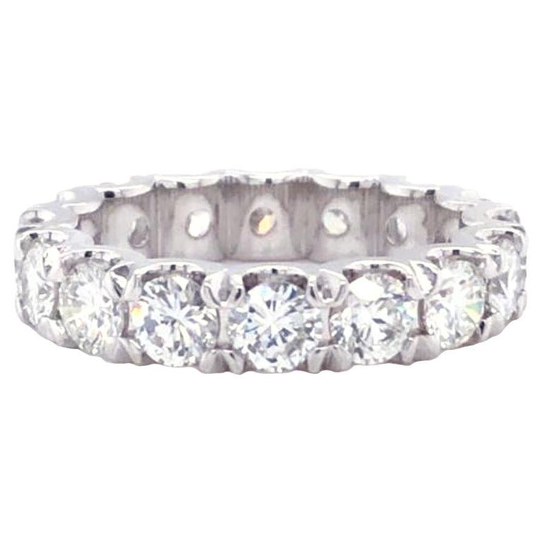 4ct U-Shape 16 Round Cut Pave Diamond Eternity Wedding Band 18K White ...