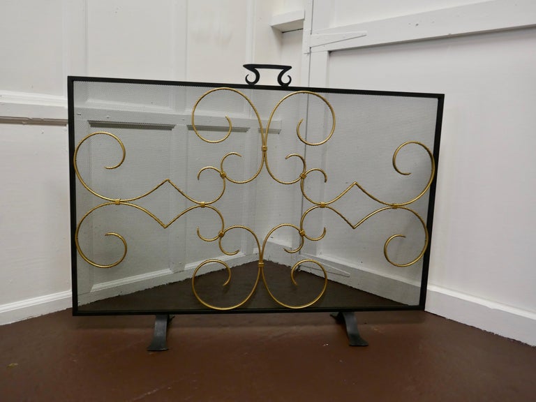 Iron and Gilt Fire Guard for Inglenook Fireplace at 1stDibs
