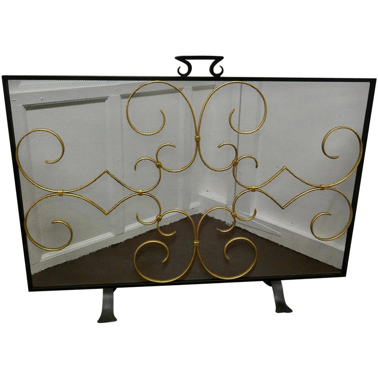 Iron and Gilt Fire Guard for Inglenook Fireplace at 1stDibs