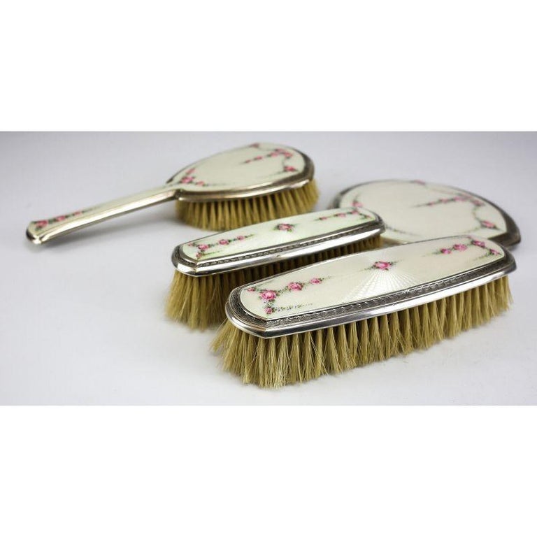 4pc Sterling Silver and Guilloche Enamel Vanity Set by R. Blackinton Co ...