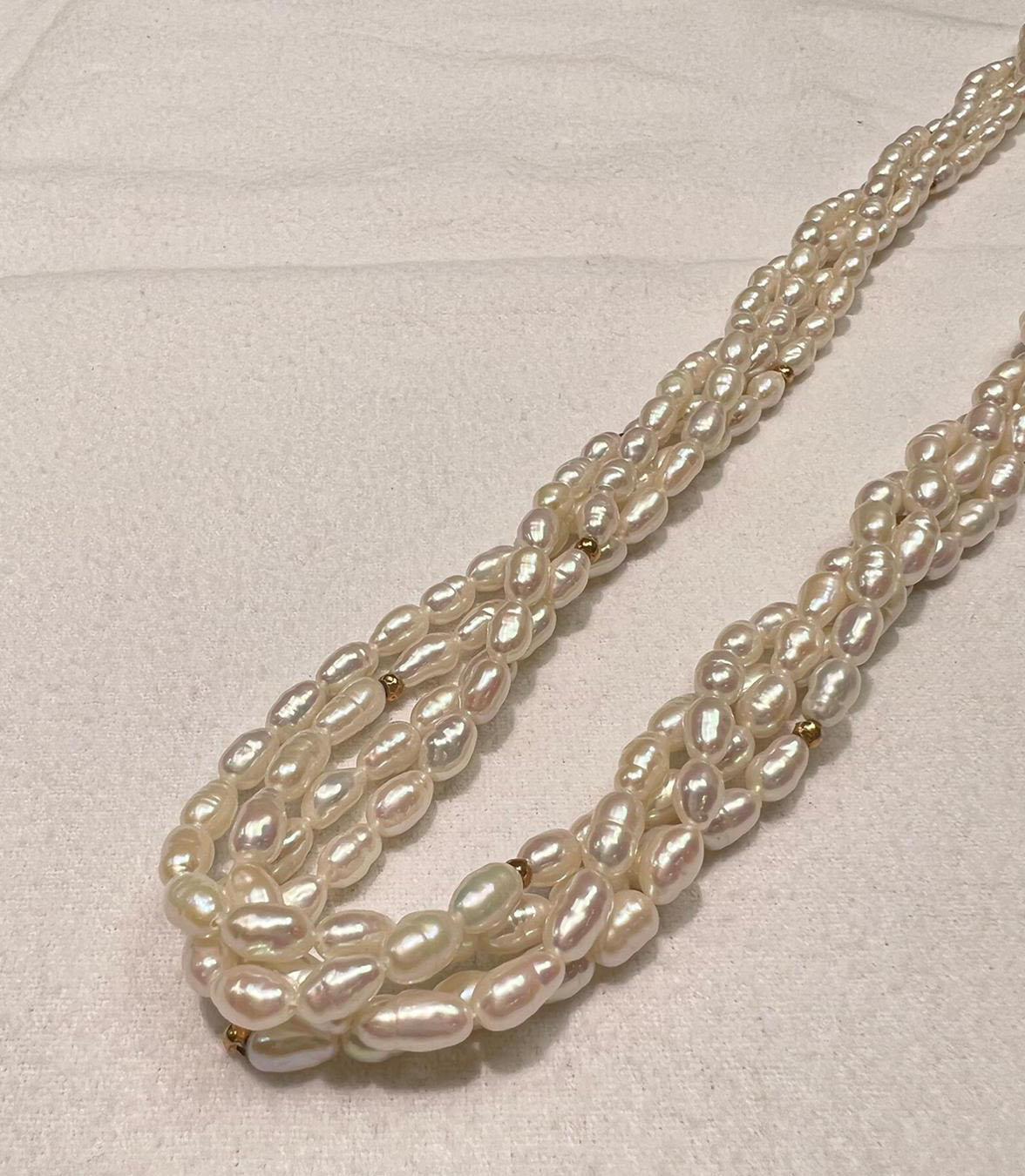 4 Strand Freshwater Pearls With 14k Yellow Gold Clasp For Sale At 1stdibs