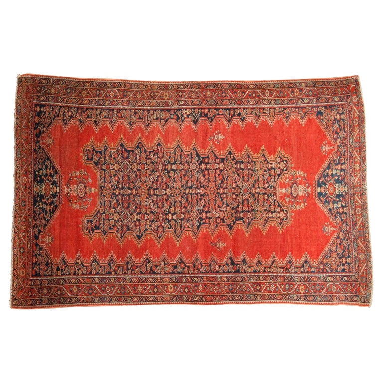 Antique Tomato Red Malayer Rug For Sale at 1stDibs