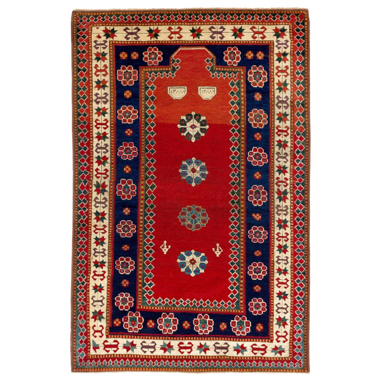 Dated 1870. Antique Caucasian Kazak Rug, Top Shelf Collectors Prayer ...