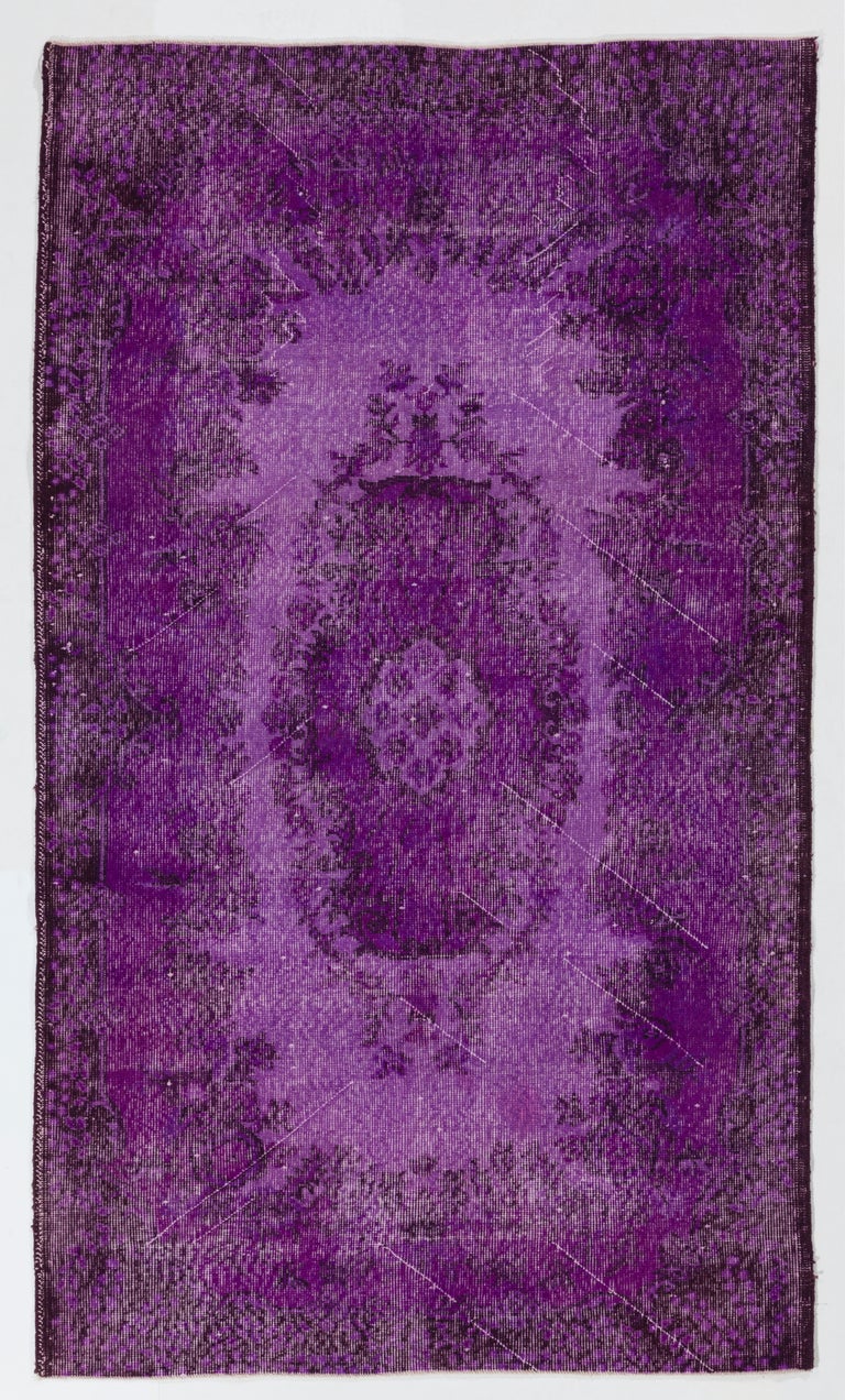 4x6.8 Ft Handmade Vintage Turkish Rug in Purple, Modern Baroque Design ...