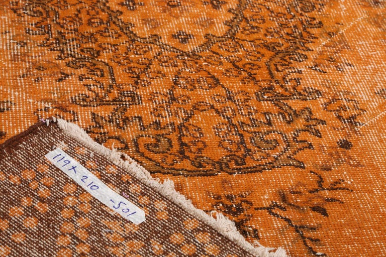 4x7 Ft Handmade Vintage Turkish Rug with Garden Design Over-Dyed in ...