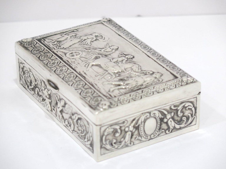 European Silver Gilt Interior Antique German Hanau Cherubs Chariot Box ...