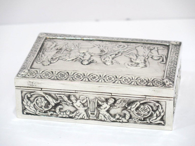 European Silver Gilt Interior Antique German Hanau Cherubs Chariot Box ...