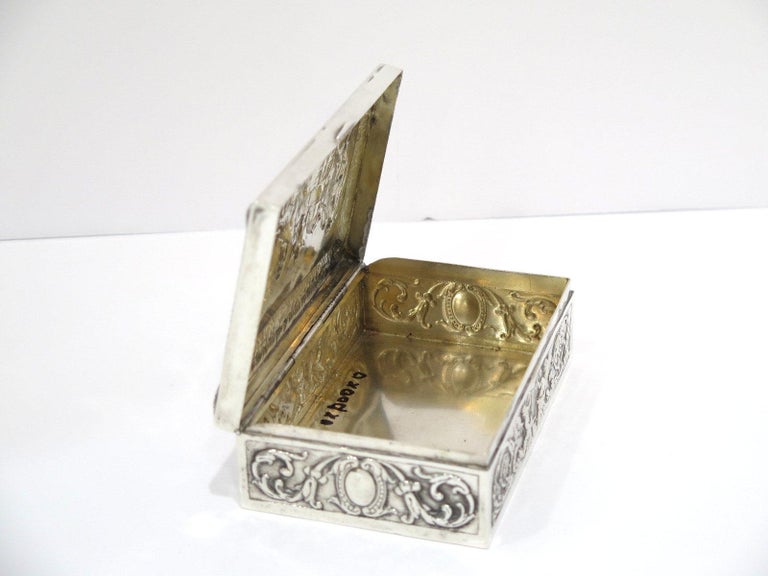 European Silver Gilt Interior Antique German Hanau Cherubs Chariot Box ...