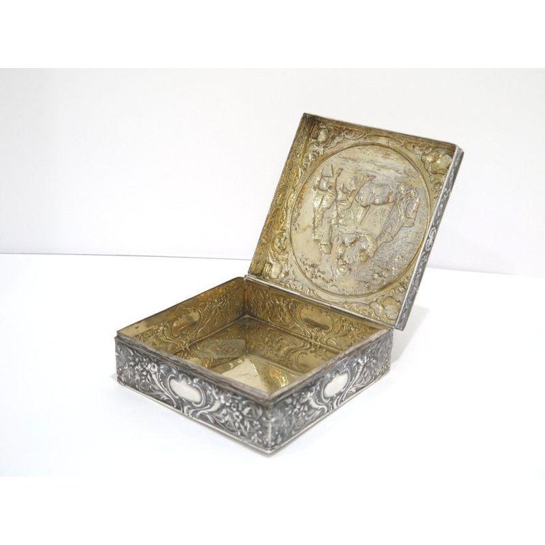 5 3/8" European Silver Antique German Hanau Musketeer Talking to Dame ...