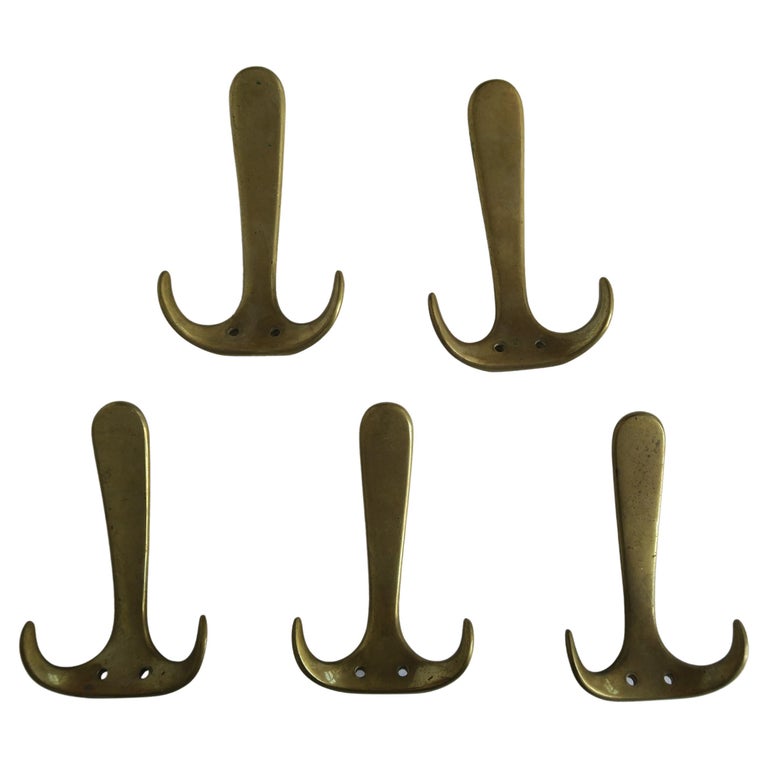 5 Authentic Heavy Brass Hooks by Carl Auböck For Sale at 1stDibs