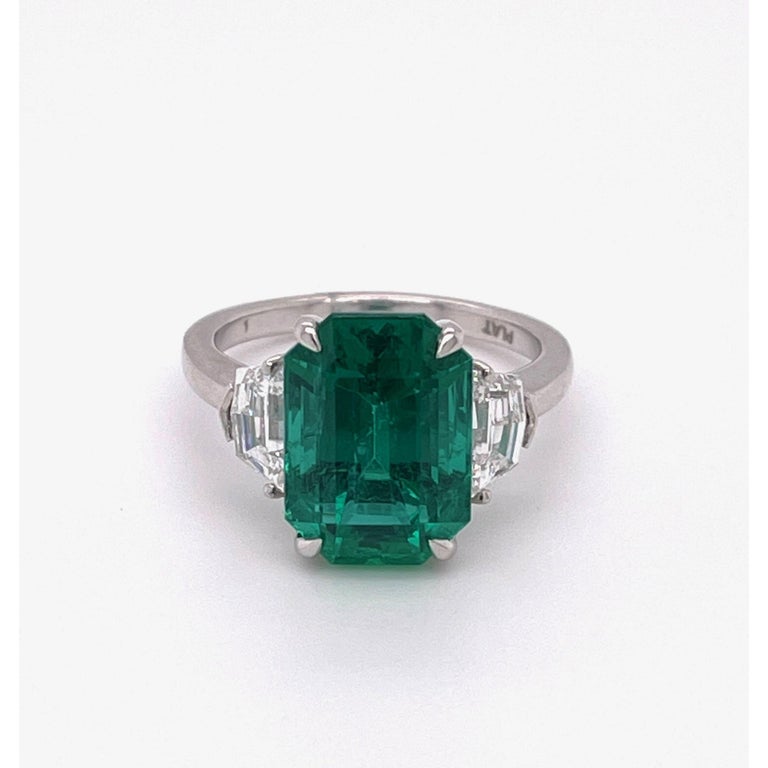 Customizable 5 Carat Antique Emerald Cut Emerald Engagement Ring, Halo ...