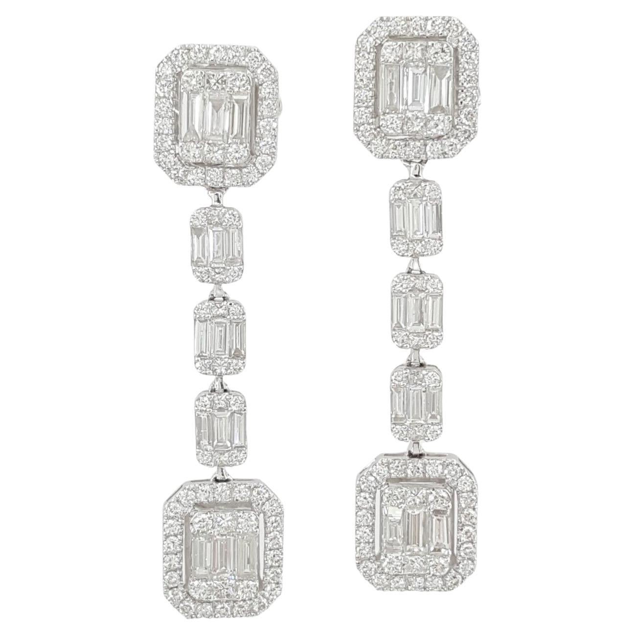 4.5 Carat Baguette and Round Brilliant Cut Diamond Sideways Hoop ...