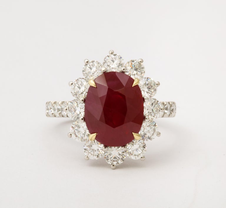 5 Carat Burma Ruby and Diamond Ring For Sale at 1stDibs